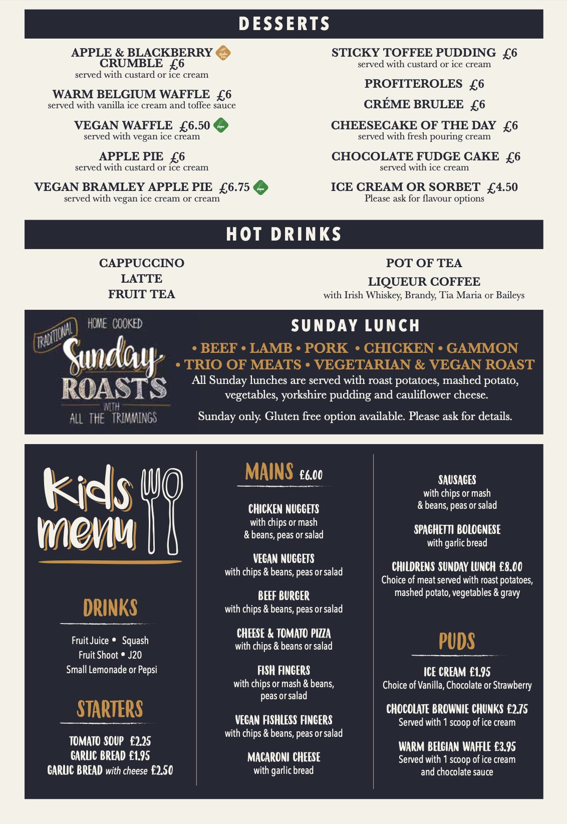 Main Menu — The Sibthorpe Arms, Gastropub North Mymms